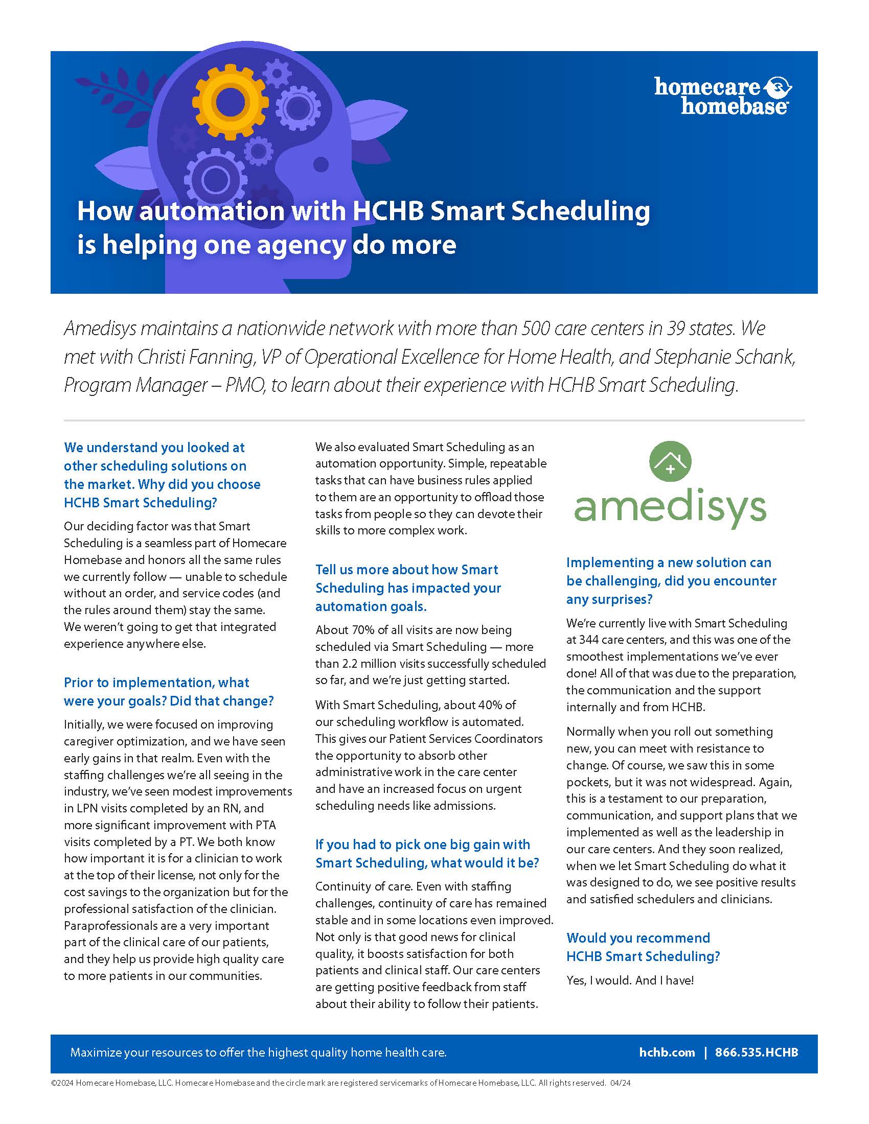HCHB Smart Scheduling: The Key to Amedisys' Nationwide Network - Case Study