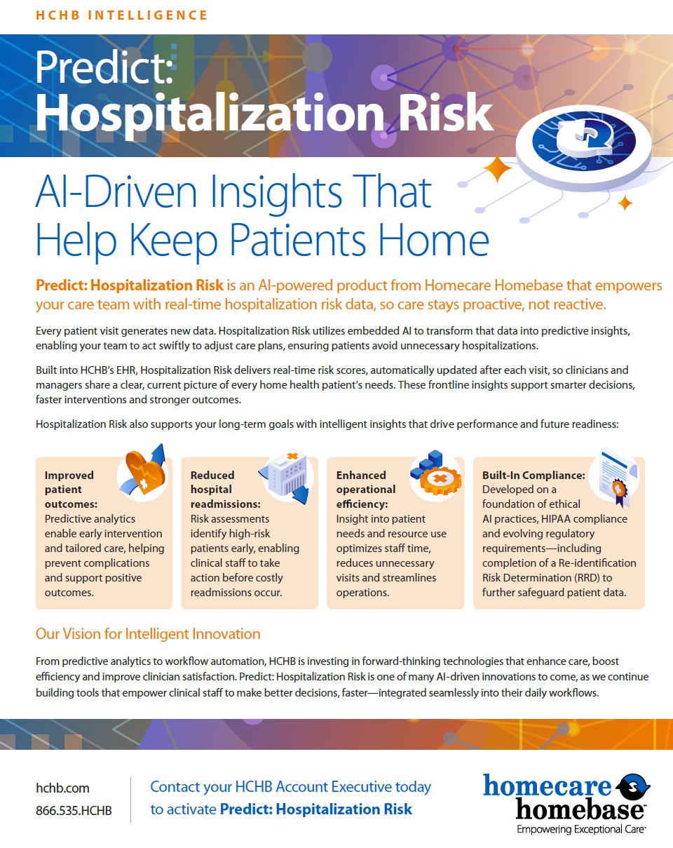Info Sheet - Predict: Hospitalization Risk - Homecare Homebase
